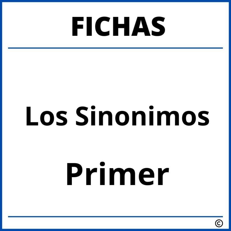 Fichas De Sinonimos Para Niños De Primer Grado